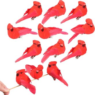 Generic Kardinal Ornamente - 12-teiliges Set mit Clips, realistisches Kunsthandwerk f&uuml;r k&uuml;nstliche, Festliche f&uuml;r das Ferienhaus | f&uuml;r Girlanden, Girlanden un