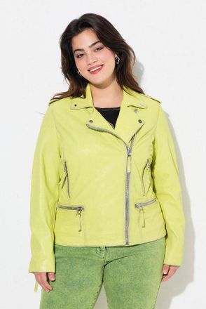 Angel Of Style Lederjacke Leder-Bikerjacke echtes Leder Farbe Langarm
