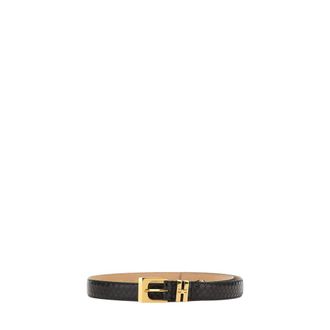 Elisabetta Franchi Ceinture fine en cuir textur&eacute; &eacute;cailles - Femme - Accessoires - Noir - Taille: 40 CM