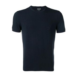 Giorgio Armani Logo T-Shirt - - Tops - Herren - Blau - M