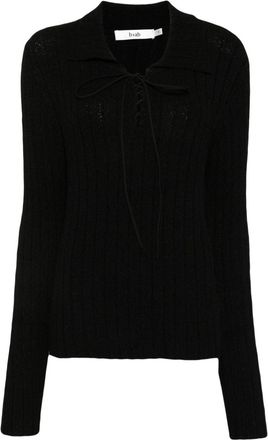 B+ab Pullover mit Schnürung am Kragen - Schwarz