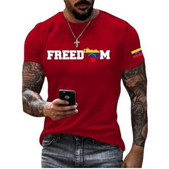 Generic T-shirt imprim&eacute; Freedom We Stand with Venezuela Fdt Tee Shirt pour homme, Rouge, M