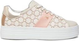 Nero Giardini E409956D Sneakers Femme en Cuir Et Mati&egrave;re Technique - Ivoire 36 EU