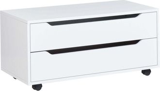 Beliani Badezimmerschrank OSASCO mit R&auml;dern 80 cm Wei&szlig;