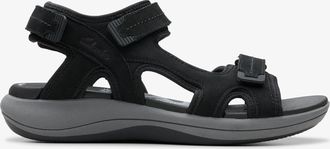 Clarks Mira Freie Schwarze Nubuk-Sandalen