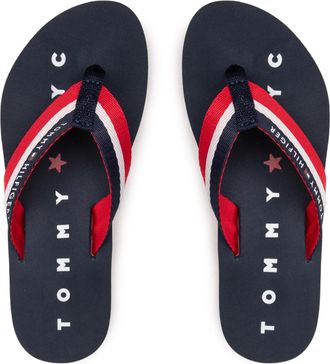 Tommy Hilfiger Zehentrenner Tommy Hilfiger Tommy Loves Ny Beach Sandal FW0FW02370 Dunkelblau