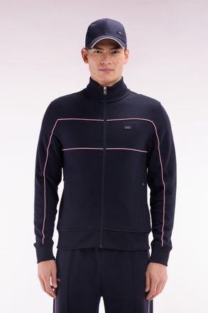 Eden Park Sweatshirt Zipp&eacute; En Coton Interlock Bleu Coupe Droite