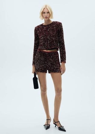 Mango Jacke mit aufgestickten Pailletten bordeaux - Damen - XS - MANGO