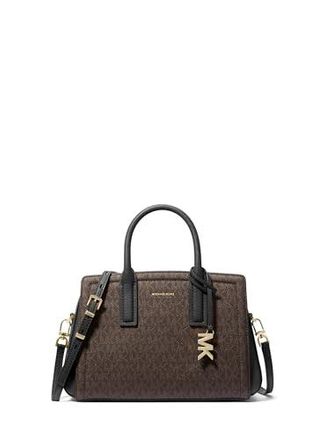 Michael Kors Sac &agrave; bandouli&egrave;re Laila Small Satchel pour femme, Pi&egrave;ces m&eacute;talliques dor&eacute;es/marron/noir, Taille unique