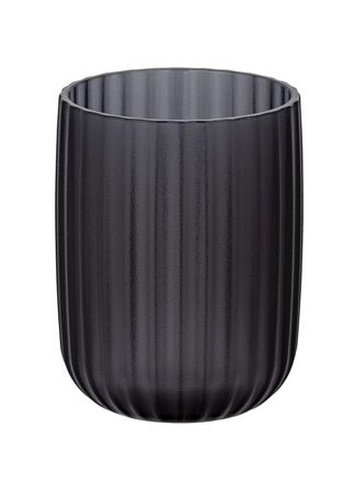 WENKO Zahnputzbecher Agropoli Grau, Zahnb&uuml;rstenhalter f&uuml;r Zahnb&uuml;rste und Zahnpasta aus hochwertigem Kunststoff mit plastischer Formgebung und gefrosteter Ob