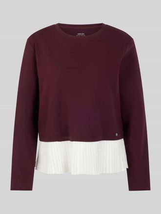 Marc Cain Loose Fit Langarmshirt aus Baumwoll-Mix mit plissiertem Volantdetail
