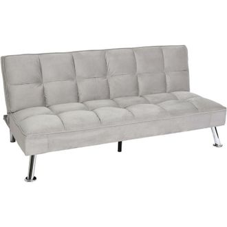 Hhg Sofa HHG 557, Klappsofa Couch Schlafsofa, Nosagfederung Schlaffunktion Liegefl&auml;che 181x107cm Samt, grau