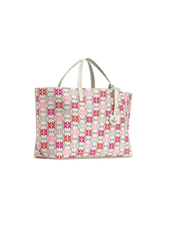 Pinko Mixed Polyethylene and Leather Shoulder Bag - White
