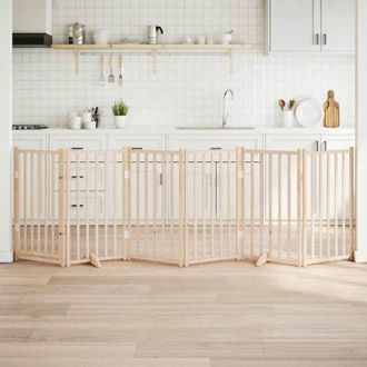 vidaXL vidaXL 6-tlg. Hundetor mit Tür Faltbar 300 cm Massivholz Tanne