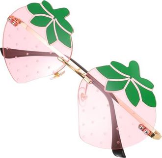 IFUNDOM Lunettes de Soleil Fantaisie Fraise sans Monture pour Femmes Verres Transparents Haute Luminosit&eacute; Accessoire Color&eacute; pour Soir&eacute;es Plage et Festivals