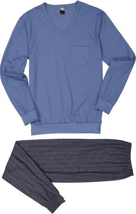 CALIDA Herren Schlafanz&uuml;ge blau Jersey-Baumwolle gemustert