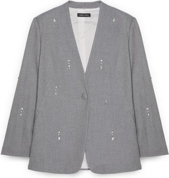 Fiorella Rubino Femme, Vestes, Gris, Taille: 54 FR Blazer avec d&eacute;tails brillants