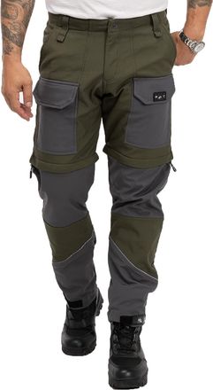 Rock Creek Herren Softshell Hose Cargohose Outdoorhose Wanderhose Herrenhose Wasserdicht Zip-Off Shorts Winterhose Trekkinghose H-309 Dunkelgr&uuml;n 2XL