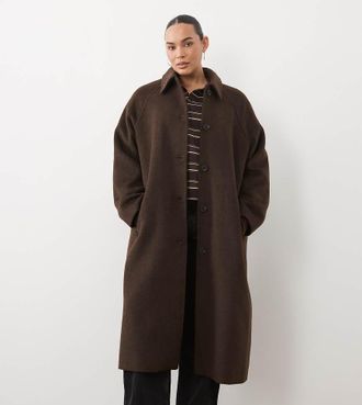 Asos Curve ASOS DESIGN Curve Longline-Carcoat mit Wolle in tiefem Schokobraun