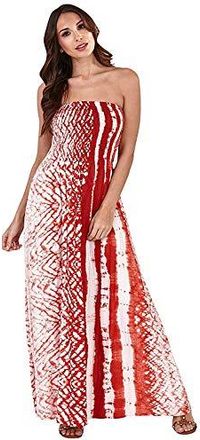 Pistachio Tropical ou imprimé Floral robes femmes bandeau maxi - Rouge - Blanc, Large EU 44-46