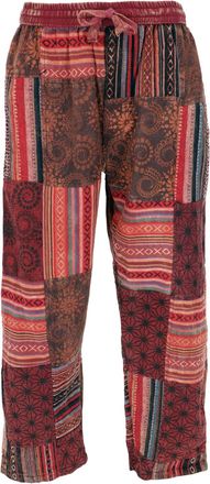 Guru Shop Patchwork Yogahose, Goa Hose, Loose fit Hose - Weinrot, Herren, Baumwolle, Size:M
