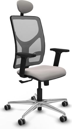 Piqueras y Crespo Stuhl mit Nackenst&uuml;tze, 2D-Arme, h&ouml;henverstellbare Lendenwirbelst&uuml;tze und festes Kopfteil, ausgestattet mit 3 Positionen und Schneidschaum, Grau/Wei&szlig;