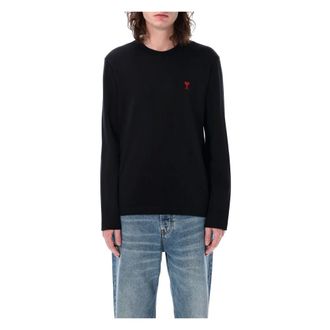 Ami Homme, Tops, Noir, Taille: L T-shirt &agrave; manches longues rouge