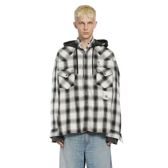 Miharayasuhiro Hoodie Combine Checkered Shirt