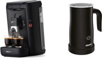 Philips Philips Senseo Maestro Kaffeepadmaschine mit Kaffeestärkewahl und Memo-Funktion & Krups Elektrischer Milchaufschäumer XL1008 | Bis zu 150 ml Aufschäum