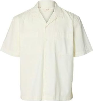 Selected Chemise col cubain &agrave; manches courtes en coton