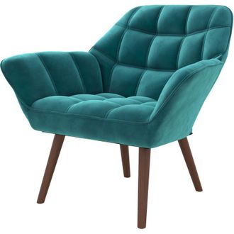 Rendez-Vous D&eacute;co Rendez-vous D&eacute;co - Fauteuil en velours bleu canard - simba