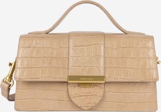 Lancaster Handtasche Lancaster Sac baguette A rabat avec fermoir M Croco Ily Naturel