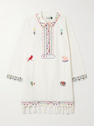 Rixo Mini-robe En Coton &Agrave; Broderies Et &Agrave; Houppes Astoria - Cr&egrave;me