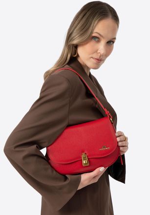 Wittchen Damen-Schultertasche aus Naturleder, rot