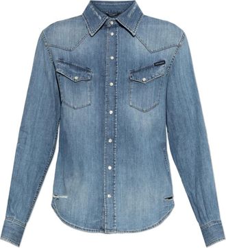 Dolce & Gabbana Homme, Chemises, Bleu, Taille: XL Chemise en denim effet vintage