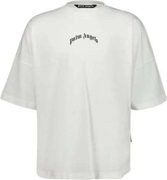 Palm Angels Homme, Tops, Blanc, Taille: XS Back Curved Logo T-Shirt