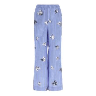 Le Twins LE Twins, Femme, Pantalons, Bleu, Taille: 36 FR Giorno Striped Cotton Poplin Pants