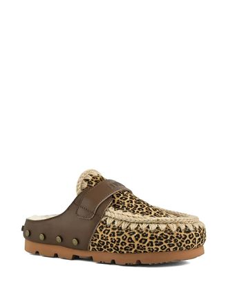 Mou Winter Bio studded-leopard mules - Marron