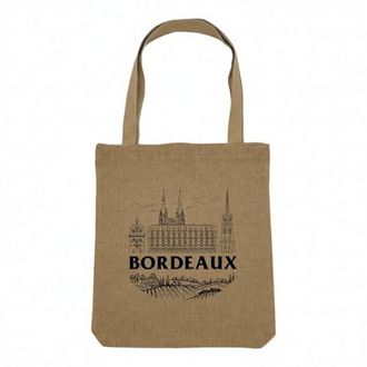 Fabulous Sac Shopping Tote Bag Aspect Lin - Bordeaux Minimalist Ville France Vin Voyage - Sac de Courses Toile Epaisse 360g Beige Naturel Cabas Port&eacute; Epaule So