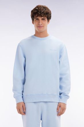 Eden Park Sweatshirt Surteint &Agrave; Col Rond En Molleton Coton Ciel Coupe D&eacute;contract&eacute;e