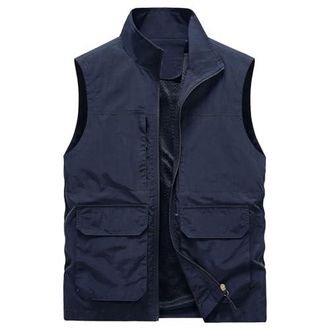 Generic Gilet Softshell fin &agrave; col montant pour homme, fermeture &eacute;clair avec poche &agrave; revers, s&eacute;chage rapide et respirant, gilets minimalistes l&eacute;gers et imperm&eacute;
