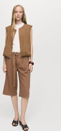 Mango Bermuda jort denim ceinture marron - Femme - 32 - MANGO