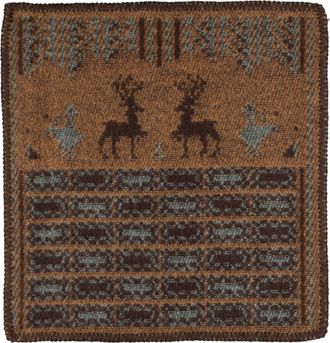 Öjbro Vantfabrik Scania Måns gewebte Sitzkissen Sitzunterlage Wolle faltbar 43x43 cm Sitzmatte Schafwolle Folklore Sitzpolster Sitzauflage Indoor Outdoor Auto braun