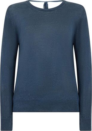 120% Lino Femme, Pulls, Bleu, Taille: 40 FR Pull ras du cou