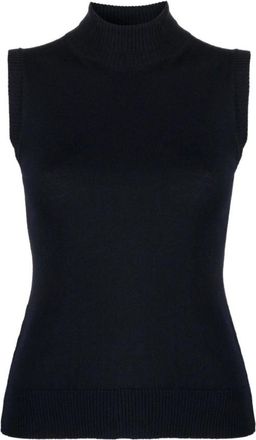 Sportmax Femme, Pulls, Bleu, Taille: 40 FR Ardenza Pull Sans Manches &agrave; Col Roul&eacute;