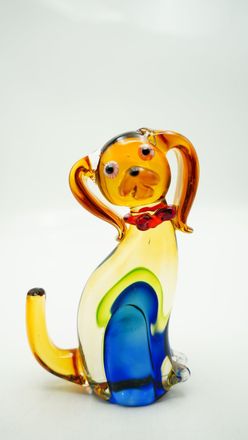 Cristalica Glasfigur Hund Höhe ca. 20,5cm/ Länge ca. 12,5cm Handarbeit