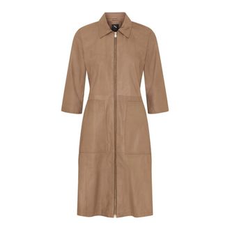 BTF-CPH Taupe Kleid mit Rei&szlig;verschluss und Goldakzenten - - Dresses - Damen - Braun - XL