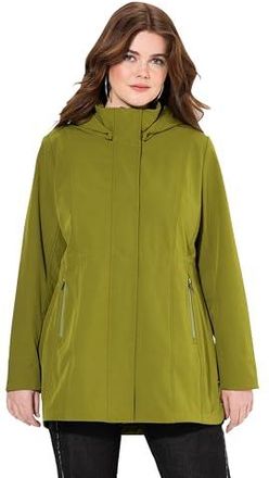 Ulla Popken Hyprar Softshelljacke, Kapuze Abnehmbar Jacket, Kaki Clair, 54-56 Femmes