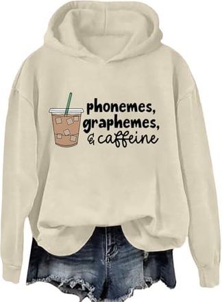 Generic Sweat-shirt surdimensionn&eacute; pour femme - Sweat &agrave; capuche imprim&eacute; - Manches longues - Veste de surv&ecirc;tement 2026 - Automne - Hiver - Manteau long - Pull 