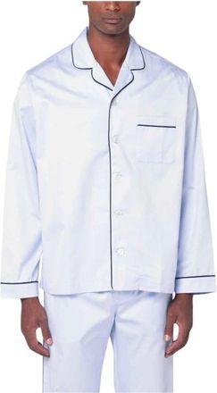 Tekla Homme, V&ecirc;tements de nuit et de d&eacute;tente, Bleu, Taille: M Sateen Pyjama Shirt